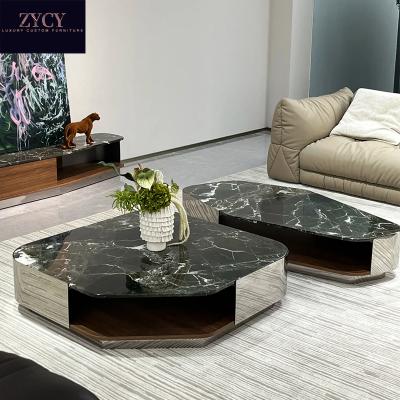 China Modern Italian Marble Coffee Table High End Villa Durable Movable Storage for sale
