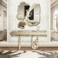 China Integrated Stone Side Table Stainless Steel Legs Artistic Entryway Decor Drawers Luxury for sale