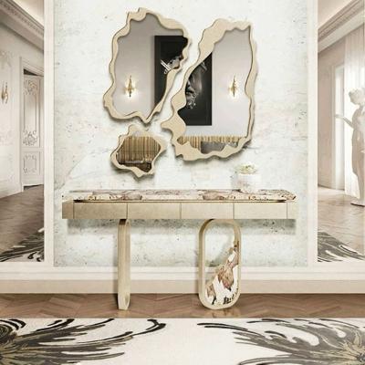 China Integrated Stone Side Table Stainless Steel Legs Artistic Entryway Decor Drawers Luxury for sale