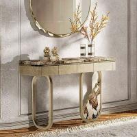 China Integrated Stone Side Table Stainless Steel Legs Artistic Entryway Decor Drawers Luxury for sale