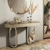 China Integrated Stone Side Table Stainless Steel Legs Artistic Entryway Decor Drawers Luxury for sale