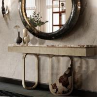 China Integrated Stone Side Table Stainless Steel Legs Artistic Entryway Decor Drawers Luxury for sale