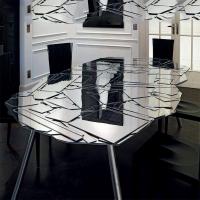 China Luxurious Mosaic Glass Coffee Table Stainless Steel Edge Designer Style for sale