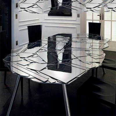 China Luxurious Mosaic Glass Coffee Table Stainless Steel Edge Designer Style for sale