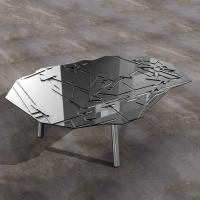 China Luxurious Mosaic Glass Coffee Table Stainless Steel Edge Designer Style for sale