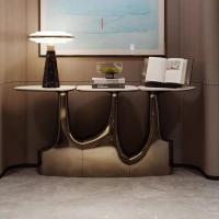China Convertible Metal Console Table Modern Luxury Entryway Storage Irregular Foldable Front Platform for sale
