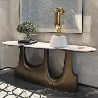 China Convertible Metal Console Table Modern Luxury Entryway Storage Irregular Foldable Front Platform for sale