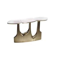China Convertible Metal Console Table Modern Luxury Entryway Storage Irregular Foldable Front Platform for sale