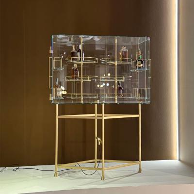 China Glass Display Cabinet Double Door Storage Function Sideboard Stainless Steel for sale