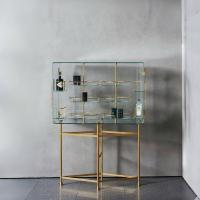 China Glass Display Cabinet Double Door Storage Function Sideboard Stainless Steel for sale