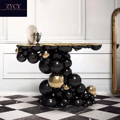 China Foam Styling Console Table Modern Luxury Villa High Performance Black White Gold Bubble for sale