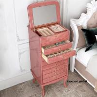 China Solid Wood Mirror Storage Lockable Jewelry Cabinet Italian High End Style for sale