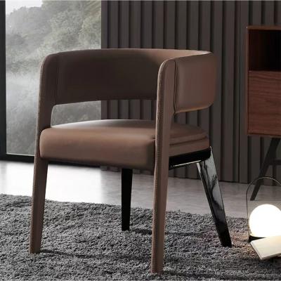 China Stainless Steel Designer Dining Chair Wooden Leather Leisure Modern for Home for sale