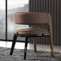 China Stainless Steel Designer Dining Chair Wooden Leather Leisure Modern for Home for sale