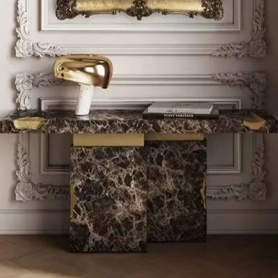 China Marble Console Table Gold Metal Base Entryway Living Room Hallway Decorative Accent for sale