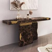 China Marble Console Table Gold Metal Base Entryway Living Room Hallway Decorative Accent for sale