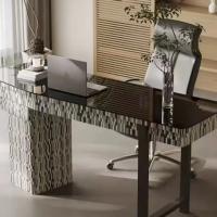 China Irregular Wave Edge Sintered Stone Table Modern Office Furniture Stainless Steel Writing Desk for Home Villa Hotel for sale