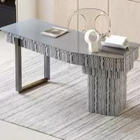 China Irregular Wave Edge Sintered Stone Table Modern Office Furniture Stainless Steel Writing Desk for Home Villa Hotel for sale