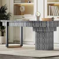 China Irregular Wave Edge Sintered Stone Table Modern Office Furniture Stainless Steel Writing Desk for Home Villa Hotel for sale