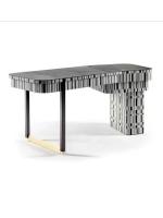 China Irregular Wave Edge Sintered Stone Table Modern Office Furniture Stainless Steel Writing Desk for Home Villa Hotel for sale