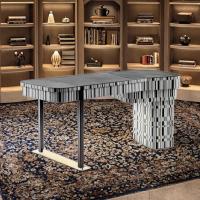 China Irregular Wave Edge Sintered Stone Table Modern Office Furniture Stainless Steel Writing Desk for Home Villa Hotel for sale