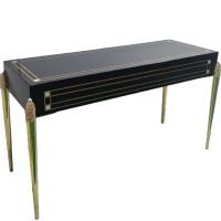 China Bespoke Solid Wood Decorative Console Table Lacquered Finish Pure Copper Legs Modern for sale