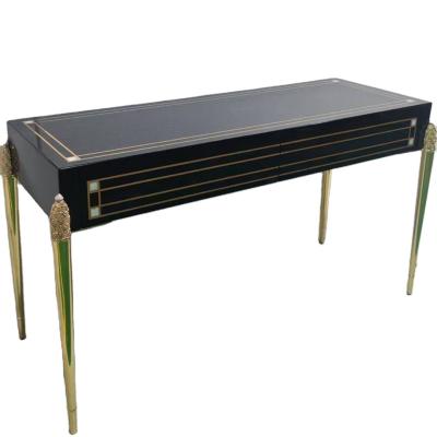 China Bespoke Solid Wood Decorative Console Table Lacquered Finish Pure Copper Legs Modern for sale