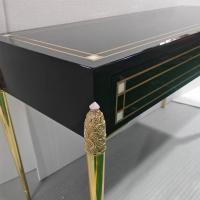 China Bespoke Solid Wood Decorative Console Table Lacquered Finish Pure Copper Legs Modern for sale