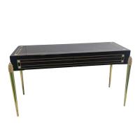 China Bespoke Solid Wood Decorative Console Table Lacquered Finish Pure Copper Legs Modern for sale