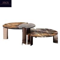 China Stainless Steel Marble Light Luxury Coffee Table For Living Room Tea Table for sale