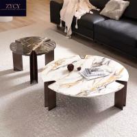 China Stainless Steel Marble Light Luxury Coffee Table For Living Room Tea Table for sale