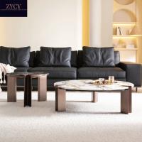 China Stainless Steel Marble Light Luxury Coffee Table For Living Room Tea Table for sale