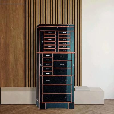 China Italian Wooden Jewelry Cabinet Villa Home Living Room Designer Artistic Mirror Storage High End for sale