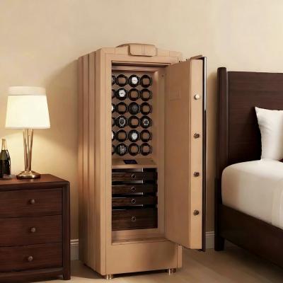 China Modern Safe Jewelry Cabinet Stainless Steel Leather Lock Password Italian Style Design for sale