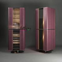 China Vertical Pattern Glass Door Display Cabinet Rotating Floor Standing Storage for sale