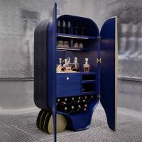 China Wall Mounted Solid Wood Wine Cabinet Double Door Space Saving Bar Design for sale