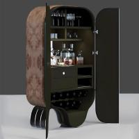 China Wall Mounted Solid Wood Wine Cabinet Double Door Space Saving Bar Design for sale
