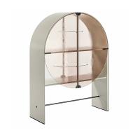 China Modern Luxury Living Room Furniture Minimalist Curved Glass Door Wine Display Cabinet for sale