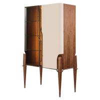 China Living Room Luxury Wooden Wine Display Cabinet With Glass Doors Leather Storage Unit Wall Mounted for sale