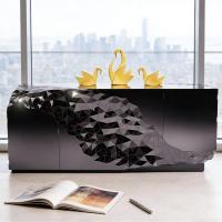 China Geometric Sectioned Solid Wood Dining Sideboard Living Room Entry Storage Art Designer Style for sale