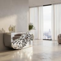 China Geometric Sectioned Solid Wood Dining Sideboard Living Room Entry Storage Art Designer Style for sale