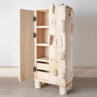 China Villa Hotel Light Luxury Solid Wood Wine Cabinet with 3 Shelves Double Swing Doors for sale