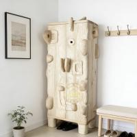 China Villa Hotel Light Luxury Solid Wood Wine Cabinet with 3 Shelves Double Swing Doors for sale