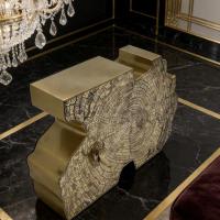 China Shaped Movable Porch Table Italian Stainless Steel Engraved Luxury Villa Tree Root Corridor for sale