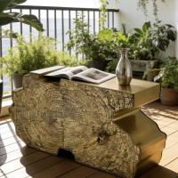 China Shaped Movable Porch Table Italian Stainless Steel Engraved Luxury Villa Tree Root Corridor for sale