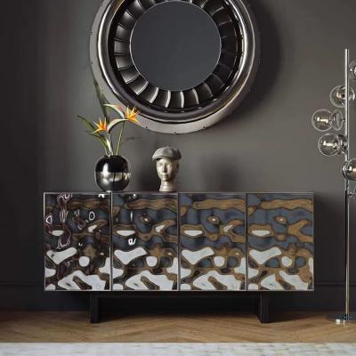 China Mirrored Four Door Solid Wood Sideboard Italian Style Modern Light Luxury Living Room Storage for sale