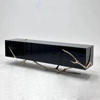 China Italian Light Luxury Sideboard TV Cabinet Solid Wood Metal Legs Baking Finish for sale