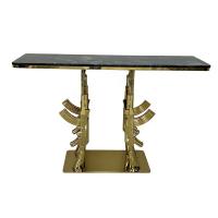 China Durable Gun Shape Metal Corners Marble Wall Mounted Entry Table Luxury Modern Villa Customized for sale
