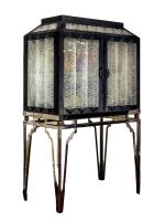 China Tempered Glass Wine Cabinet Creative Stainless Steel Sideboard High Legged Storage for sale