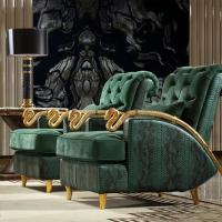 China Reclining Sofa Chair Green Snake Design Velvet Pure Copper Legs for Living Room Bedroom for sale